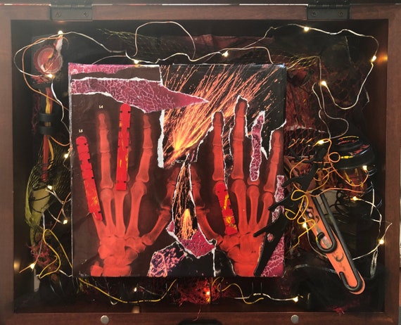 Shadow Box Art wired Skeleton Hands | Etsy