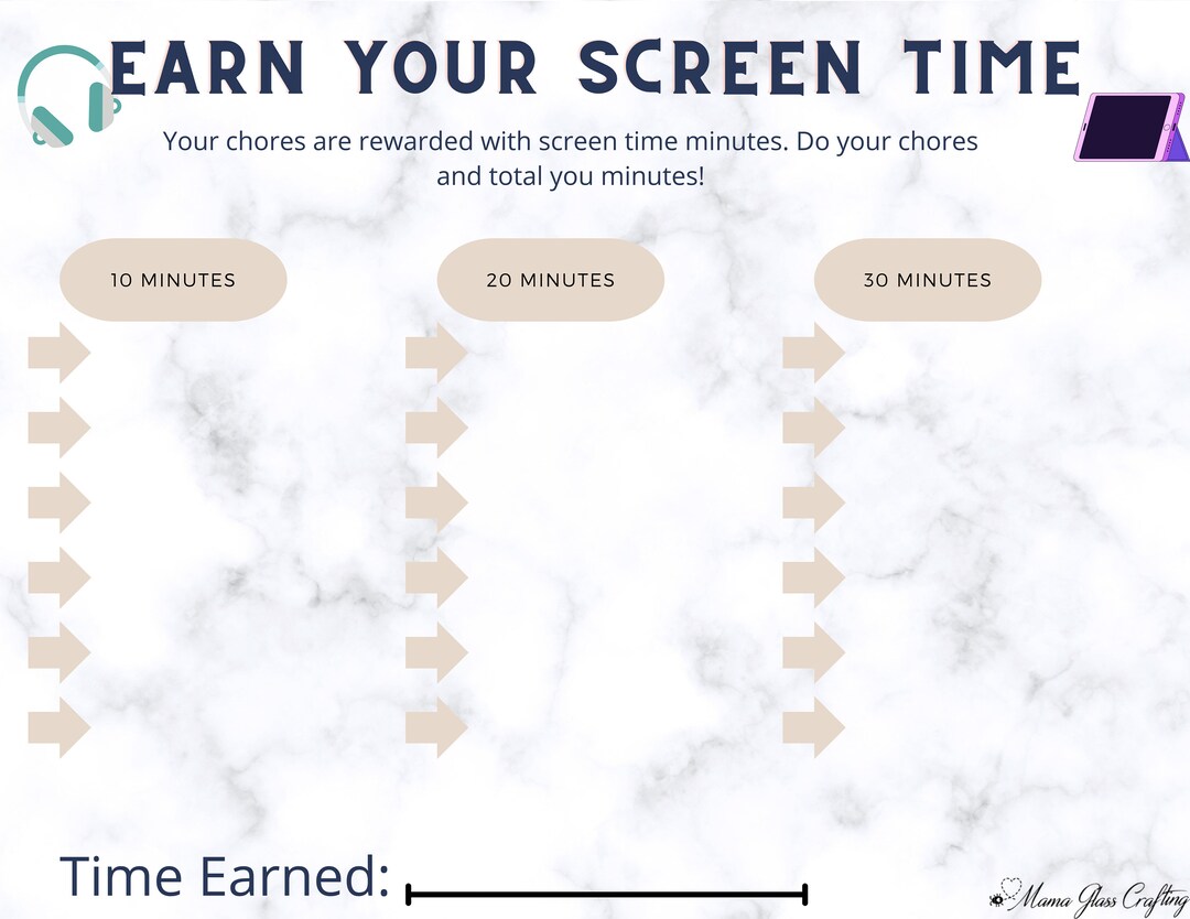 Screen Time Reward | Rewards Chart | Earn Screen Time | Chore Chart - Etsy