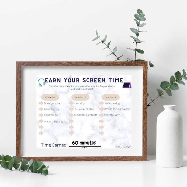Screen Time Reward | Rewards Chart | Earn Screen Time | Chore Chart - Etsy