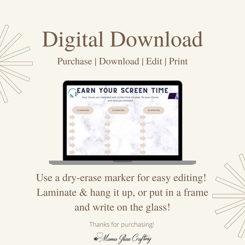 Screen Time Reward | Rewards Chart | Earn Screen Time | Chore Chart - Etsy