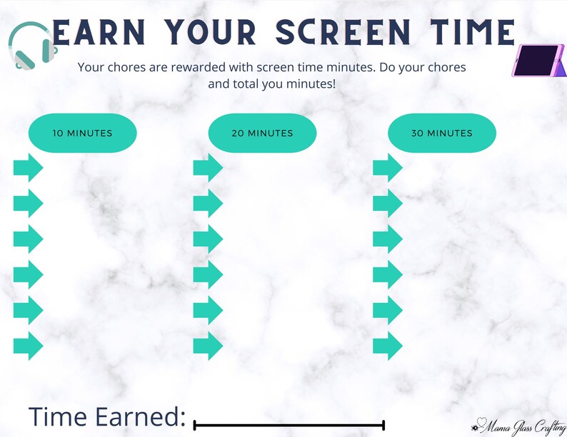 Screen Time Reward | Rewards Chart | Earn Screen Time | Chore Chart - Etsy