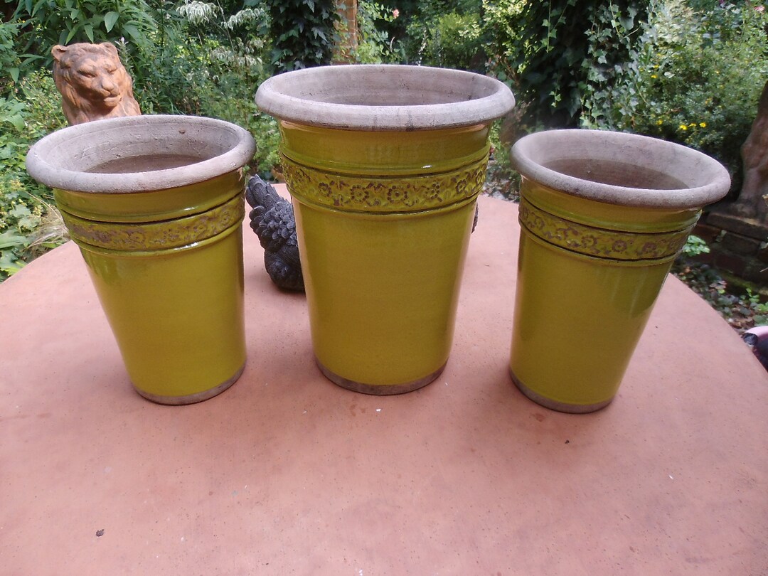 2 Vases Flowerpots Flower Vases Pot Vase Vintage Handmade Hand-made ...