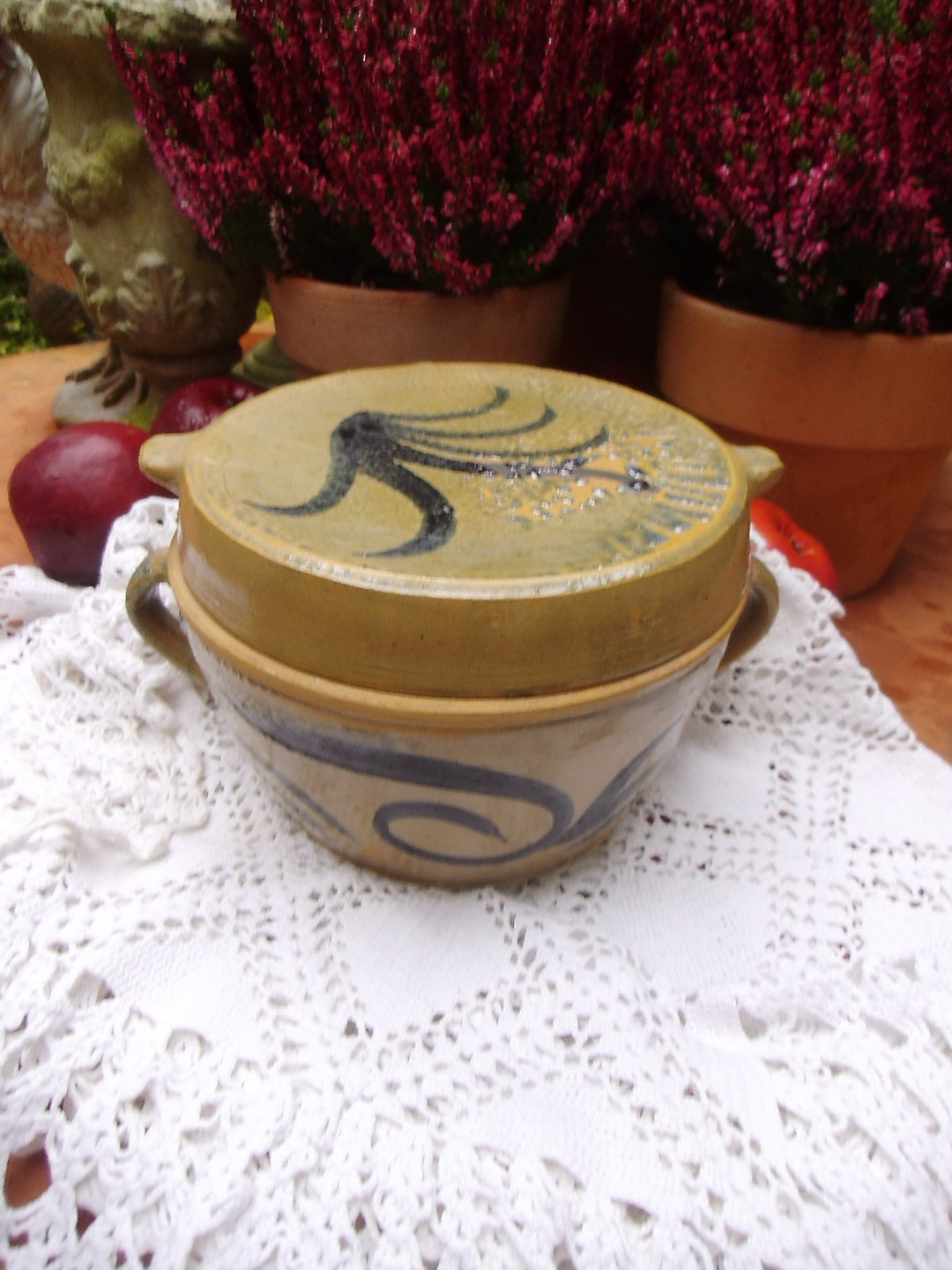 Steingut Gurkentopf Steinzeug Bauernhaus Brocante Deckeltopf Topf ...