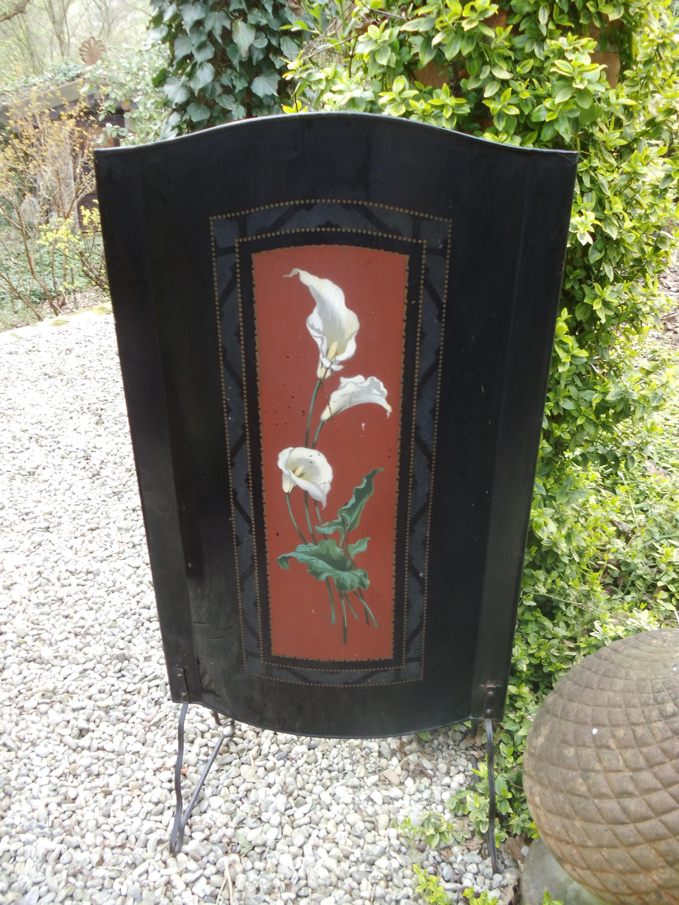 Antique Art Deco Calla Fireplace Screen Fireplace Shield Sheet Metal ...
