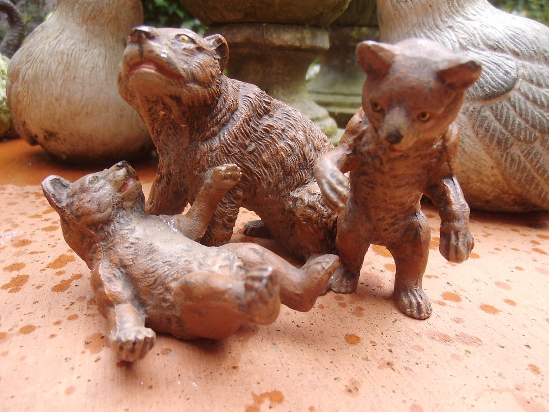 Antique Bear Bear Miniature Bear Family Figure Metal Figure Metal ...
