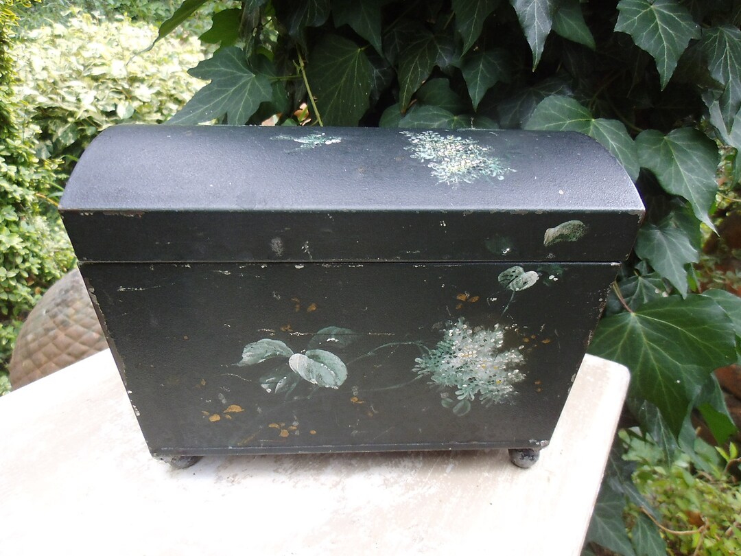 Antique Small Chest Metal Casket Tin Chest Cottage Country House - Etsy