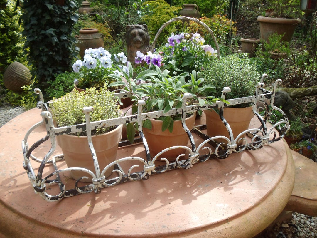 Antique Iron Art Nouveau Balcony Box Flower Box Planter Window Sill ...