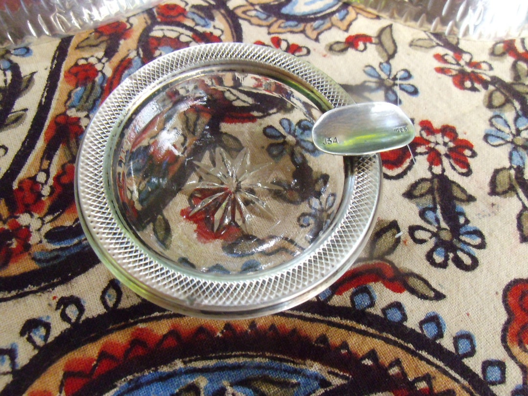 Hand Ashtray Ashtray Crystal Glass Silver Rim 925 - Etsy