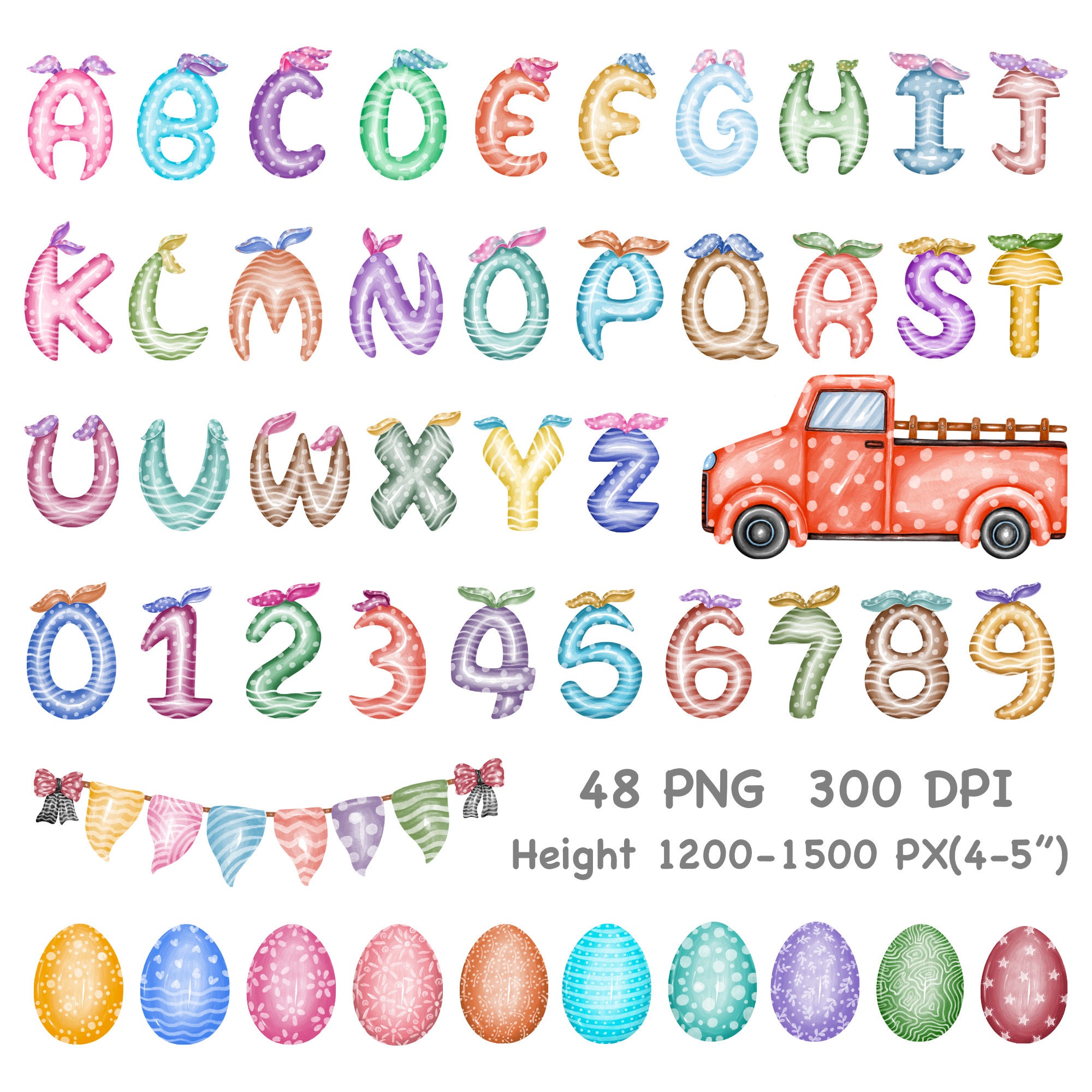 Easter Alphabet, Easter Alphabet Watercolor, Alphabet Png, Alphabet ...