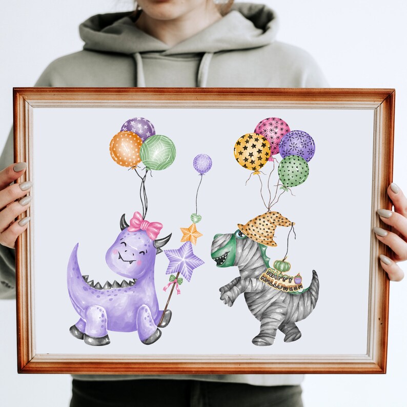 Halloween Dinosaur Watercolor Clipart, Halloween Dinosaur Clipart ...