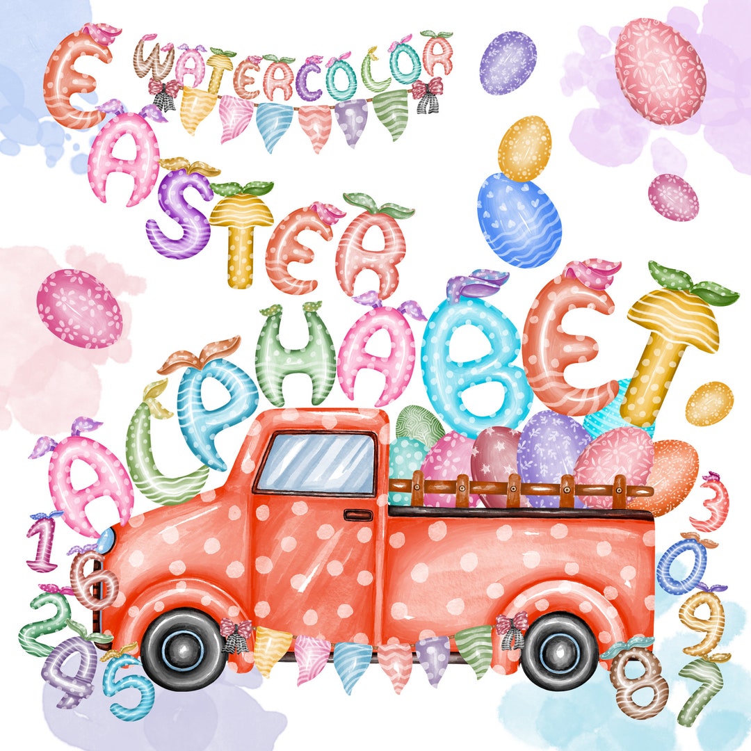 Easter Alphabet, Easter Alphabet Watercolor, Alphabet Png, Alphabet ...