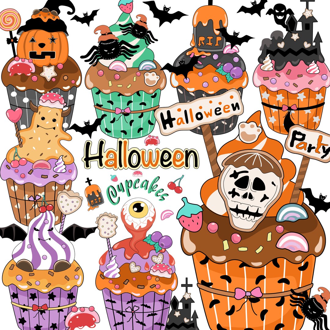 Halloween Cupcakes Clipart, Cupcakes Clipart, Halloween Party, Cupcakes ...