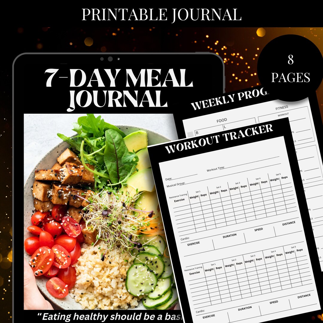 7-day Meal Journal Printable Digital Planner Paper & Party Supplies ...