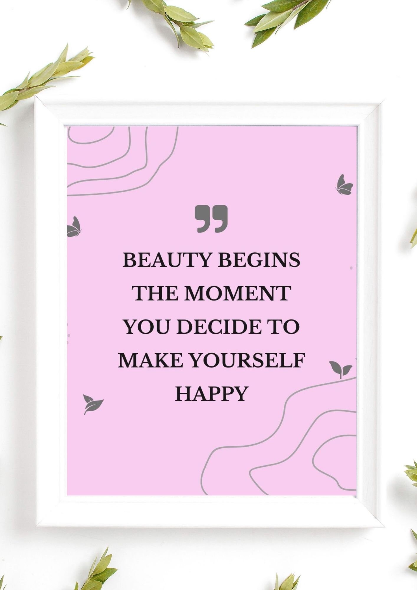 Pink Motivational Inspirational Quotes Prints Wall Art Work Digital ...