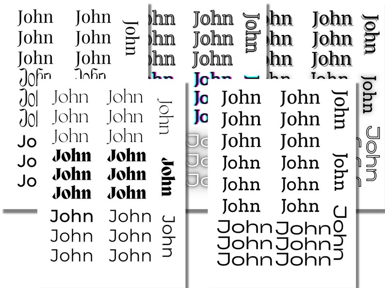 Printable Name Stickers - John | Nine Fonts | Six Effects | Digital ...