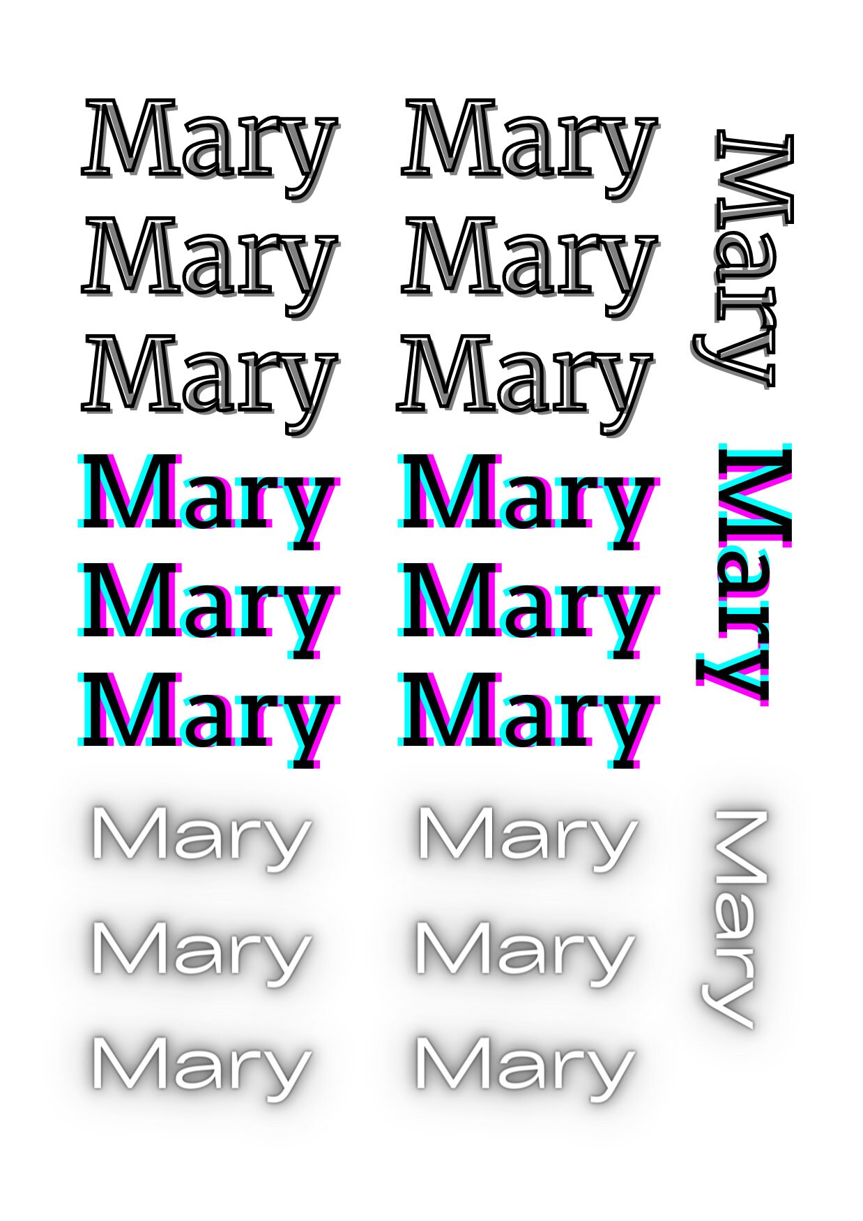 Printable Name Stickers Mary Nine Fonts Six Effects Digital Download ...