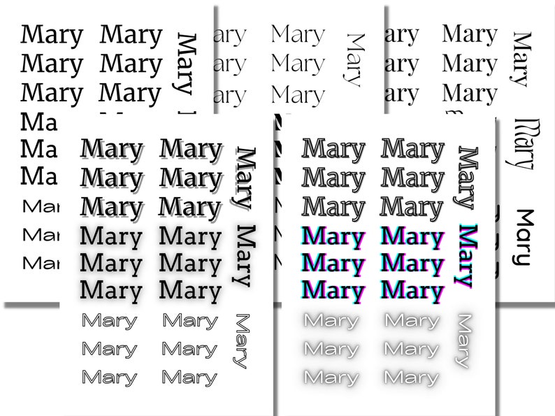 Printable Name Stickers Mary Nine Fonts Six Effects Digital Download ...