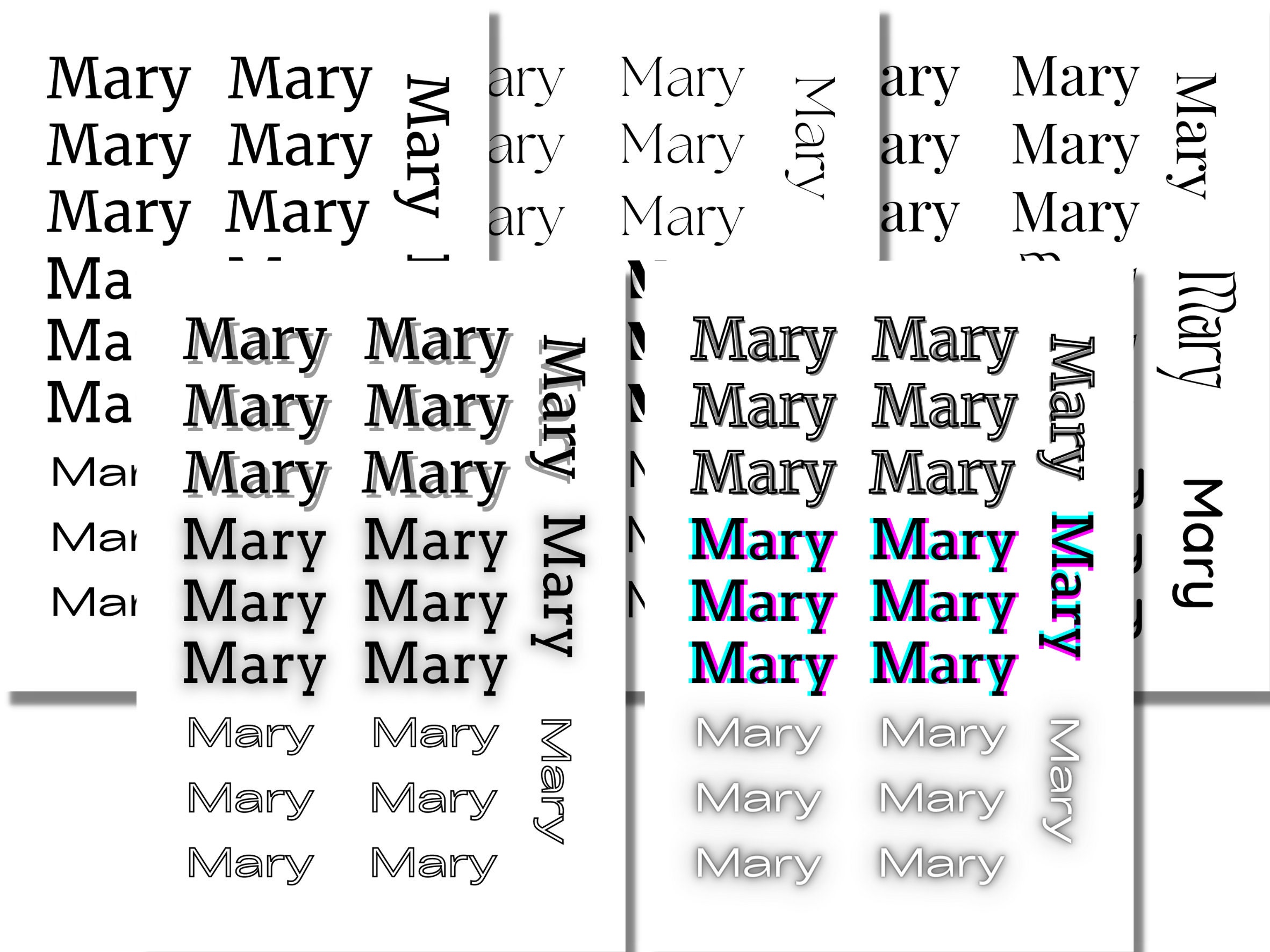 Printable Name Stickers Mary Nine Fonts Six Effects Digital Download ...