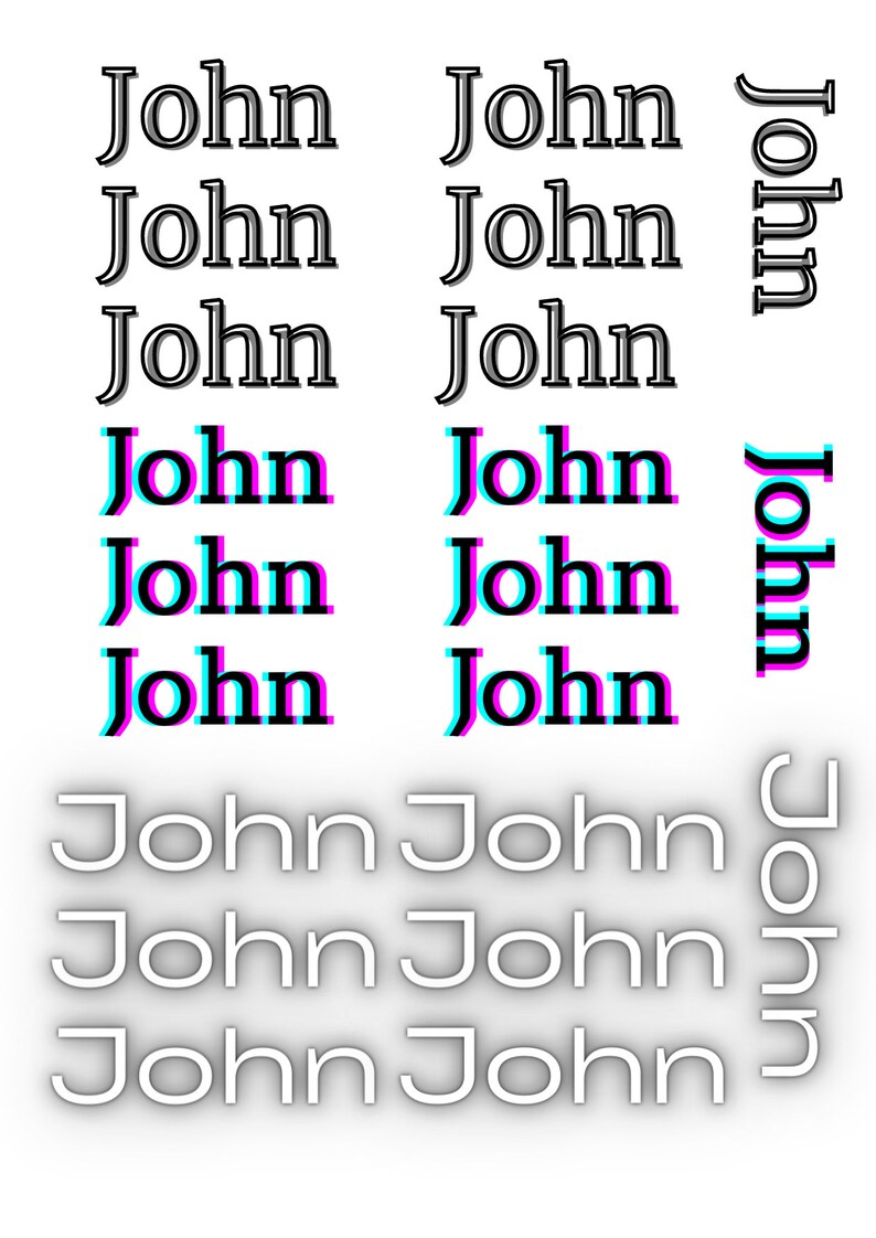 Printable Name Stickers - John | Nine Fonts | Six Effects | Digital ...