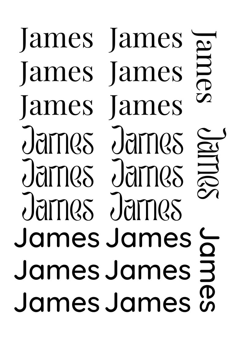 Printable Name Stickers James Nine Fonts Six Effects Digital Download ...