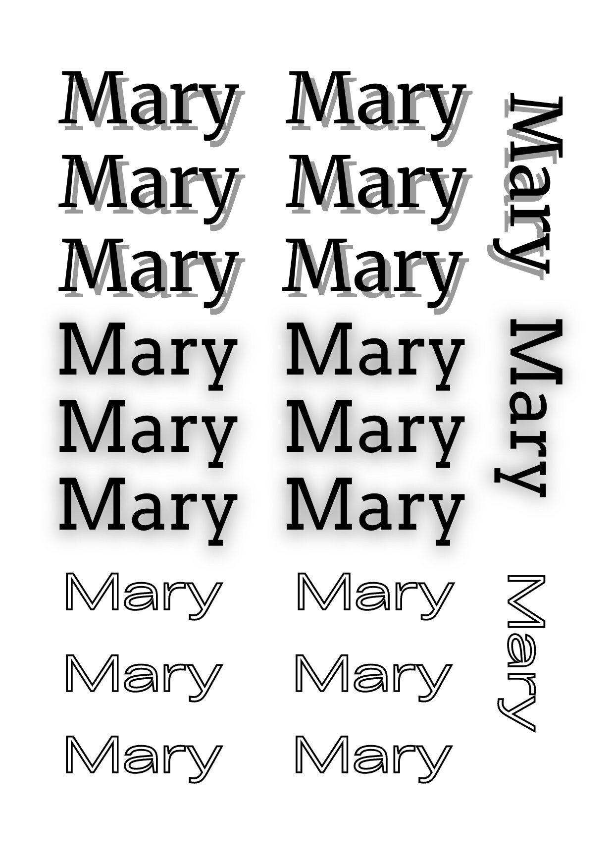 Printable Name Stickers Mary Nine Fonts Six Effects Digital Download ...