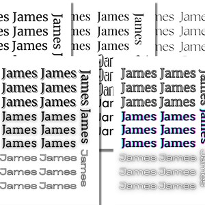 Printable Name Stickers James Nine Fonts Six Effects Digital Download ...