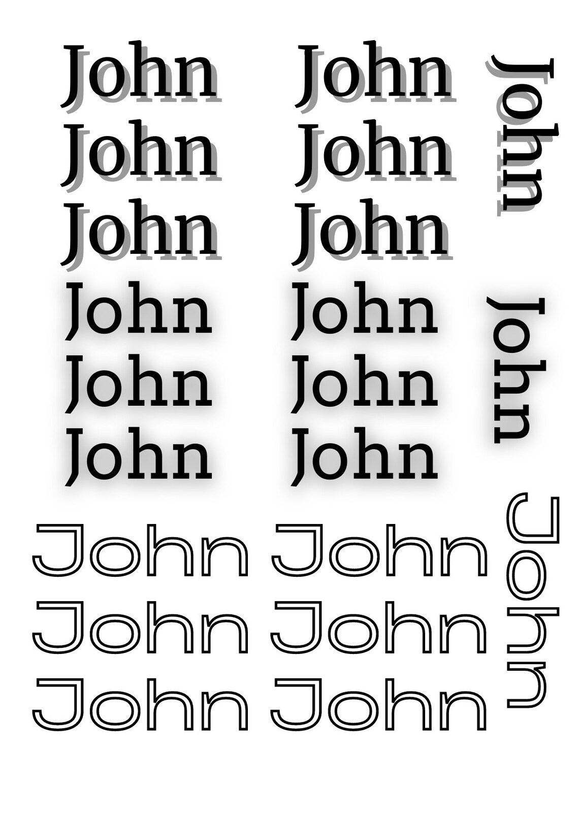 Printable Name Stickers John Nine Fonts Six Effects Digital Download ...