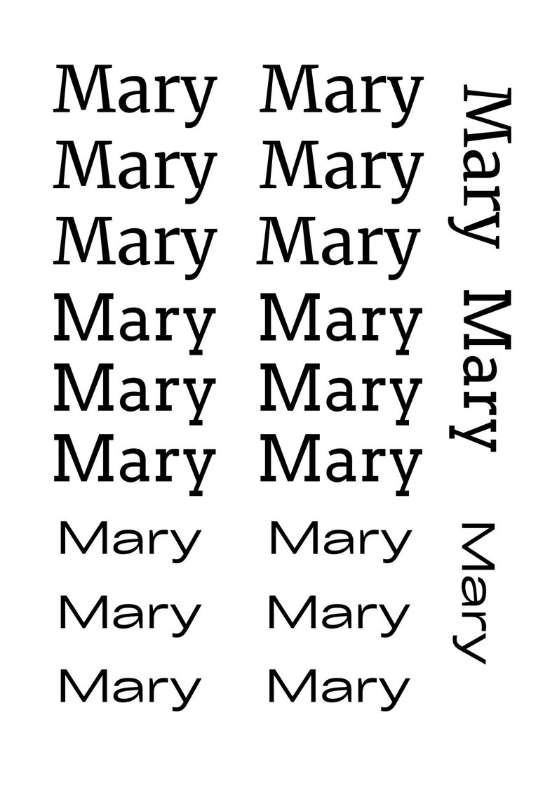 Printable Name Stickers Mary Nine Fonts Six Effects Digital Download ...