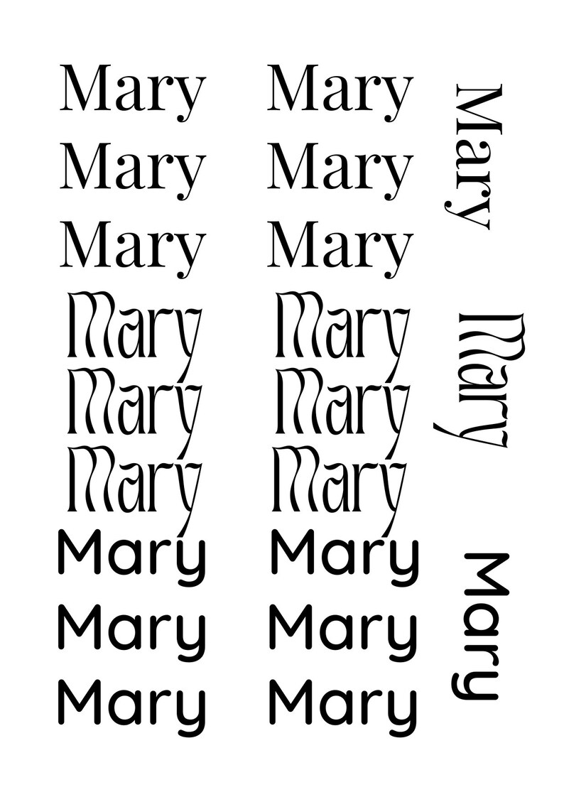 Printable Name Stickers Mary Nine Fonts Six Effects Digital Download ...