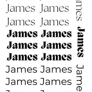 Printable Name Stickers James Nine Fonts Six Effects Digital Download ...