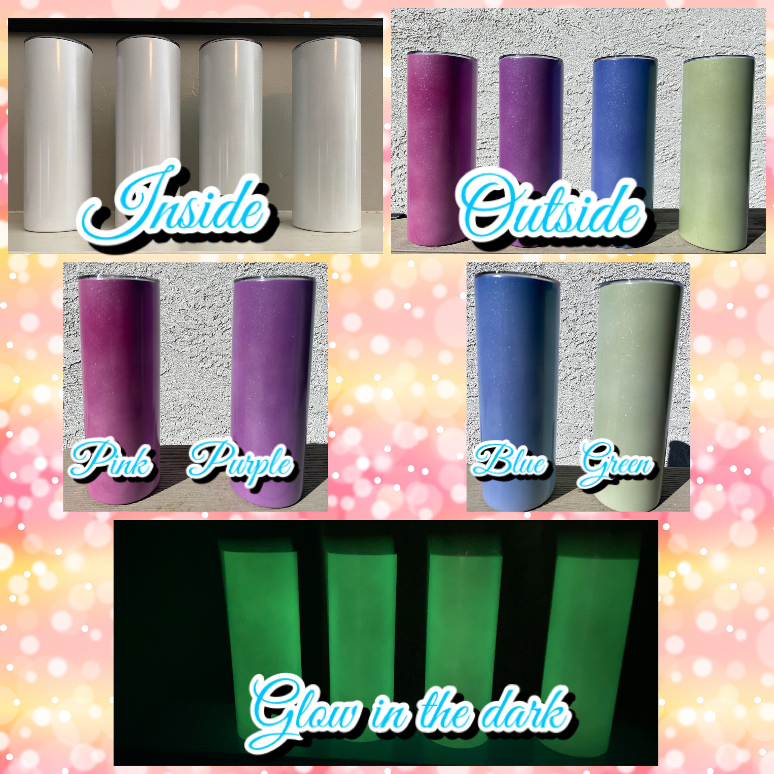 12 Pack, 20oz Color Changing SUBLIMATION BLANK Skinny Tumbler, UV Color ...