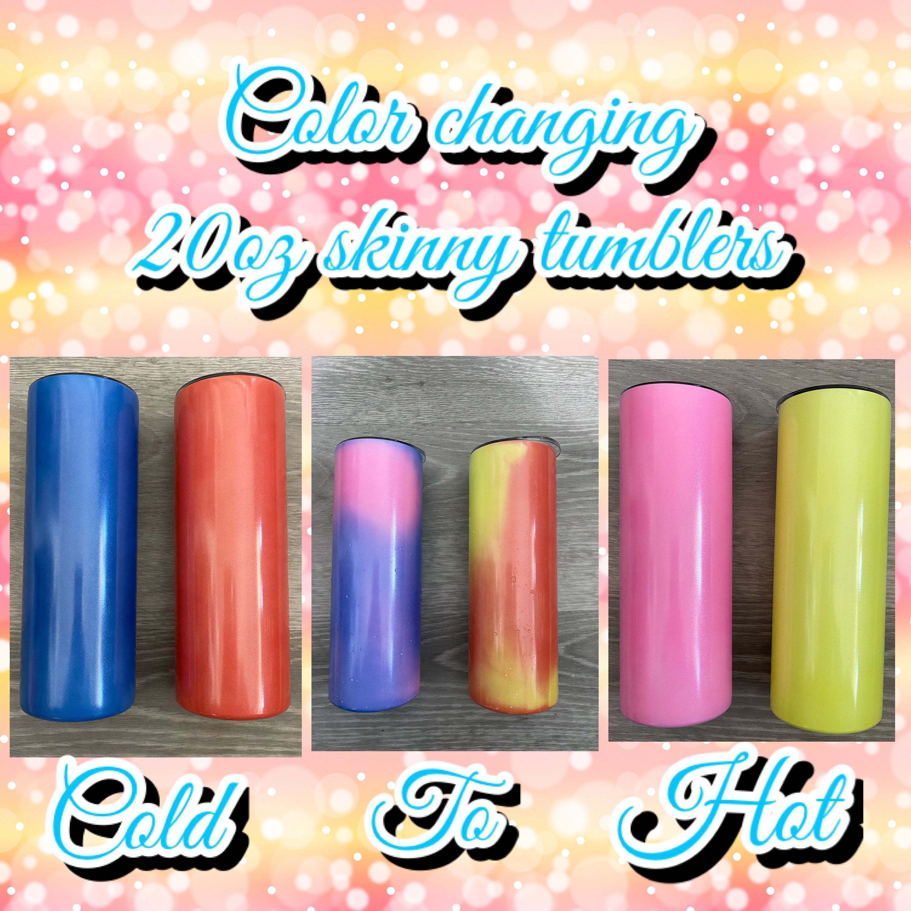 12 Pack, 20oz Color Changing SUBLIMATION BLANK Skinny Tumbler, Hot Cold ...