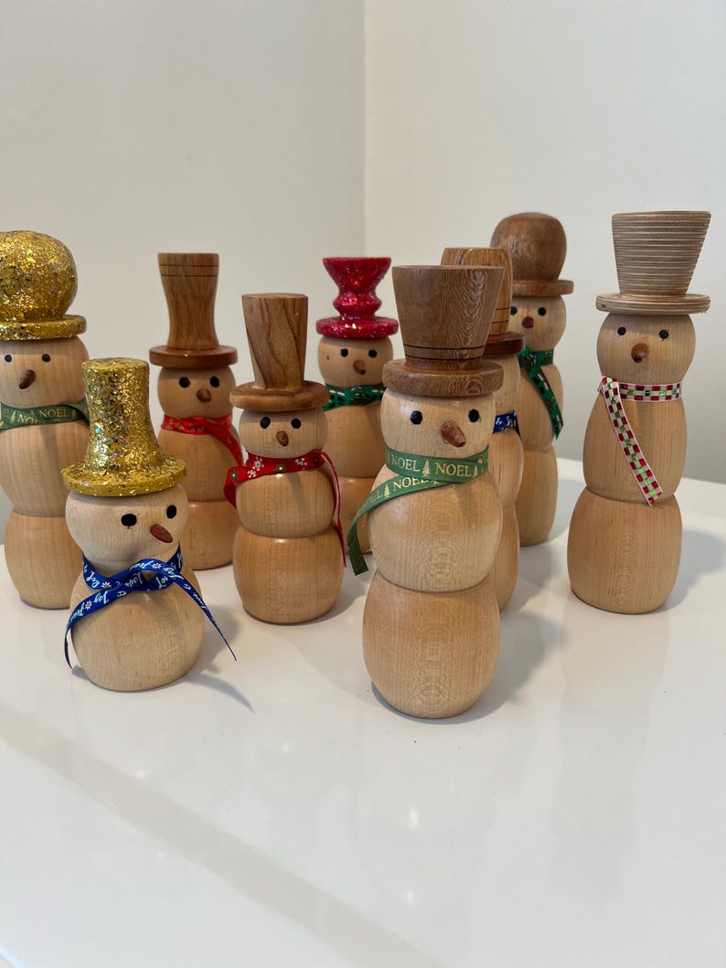 Hand-turned Wooden Snowman/lathe Snowman,christmas Present,rustic ...