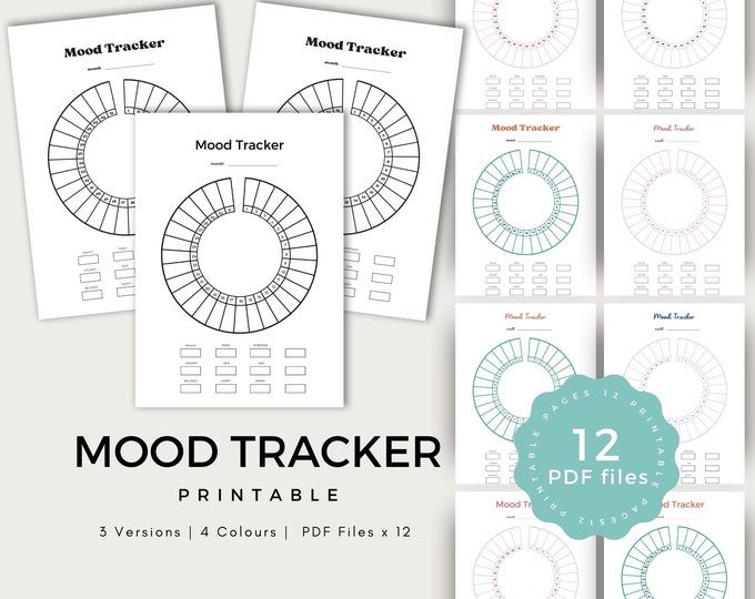 Mood Tracker Templates Bundle PDF Canva A4 A5 | Mental Health Tracker ...