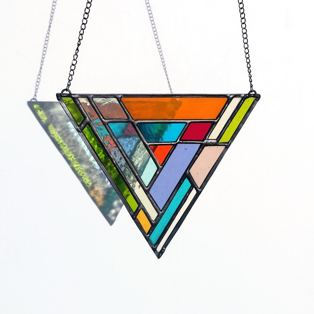 Trig leaded Stained Glass Window Hanger, Suncatcher - Etsy