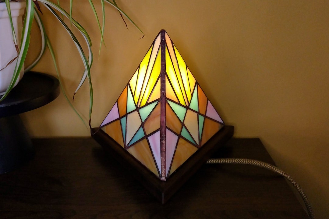 Stained Glass Lamp, Tetra Balla Table Lamp, Pyramid Lamp - Etsy