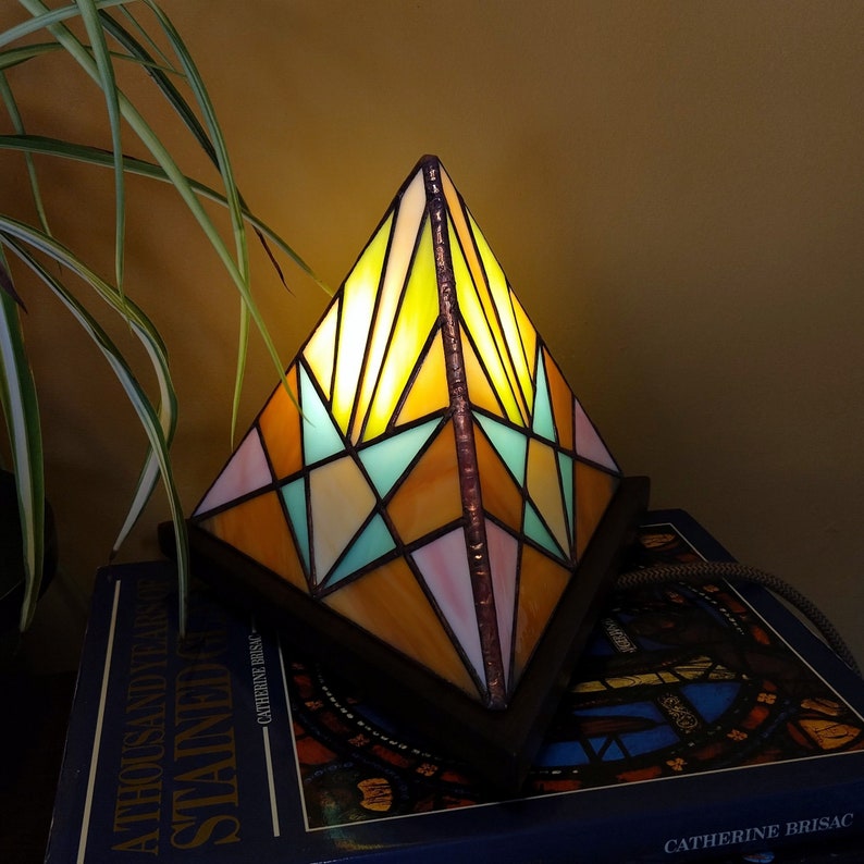 Stained Glass Lamp, Tetra Balla Table Lamp, Pyramid Lamp - Etsy