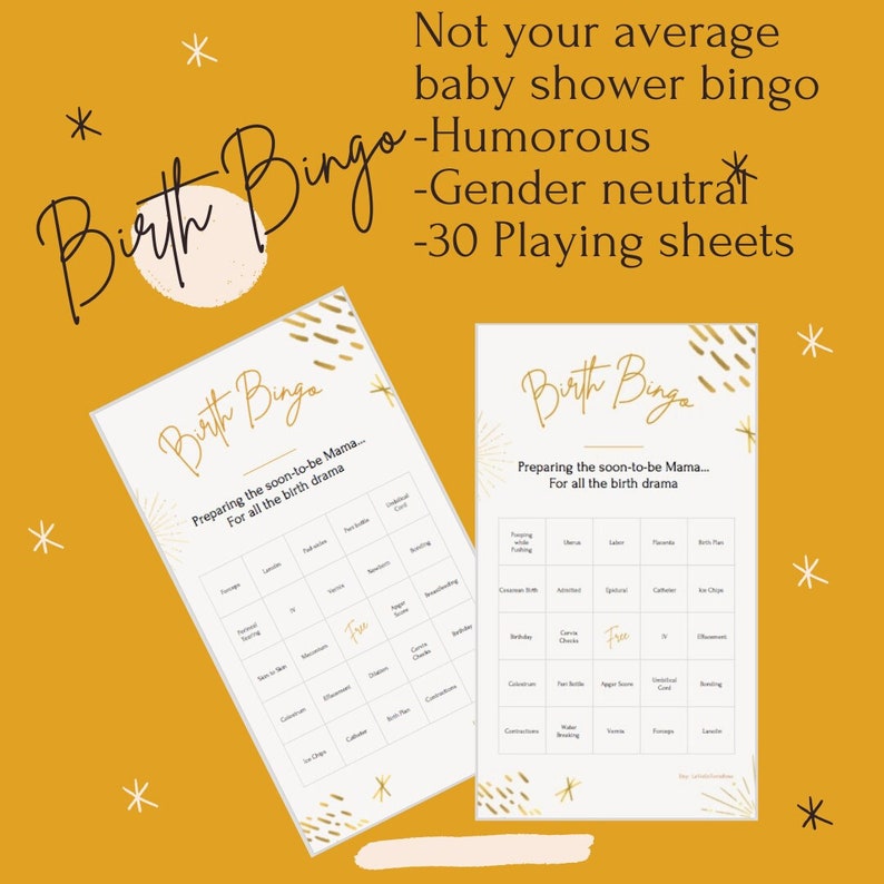 Birth Bingo, Funny Baby Shower Game - Etsy