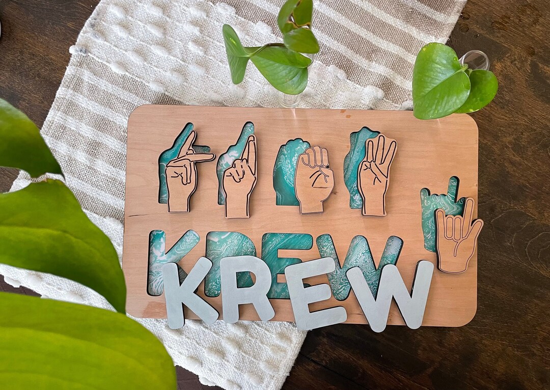 ASL Children's Puzzle Sign Language Puzzle Personalized Name Puzzle and ...