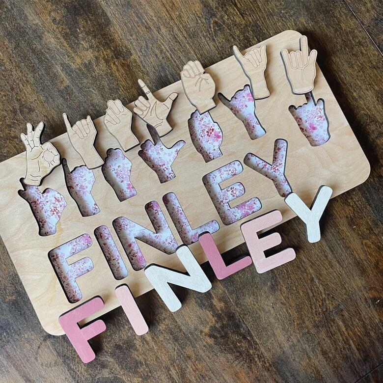 ASL Children's Puzzle Sign Language Puzzle Personalized Name Puzzle and ...