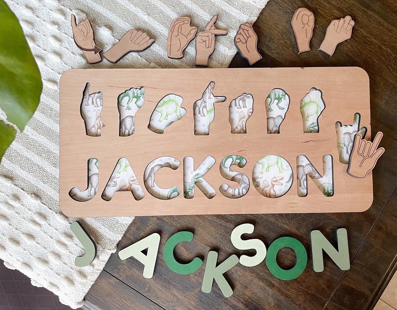 ASL Children's Puzzle Sign Language Puzzle Personalized Name Puzzle and ...