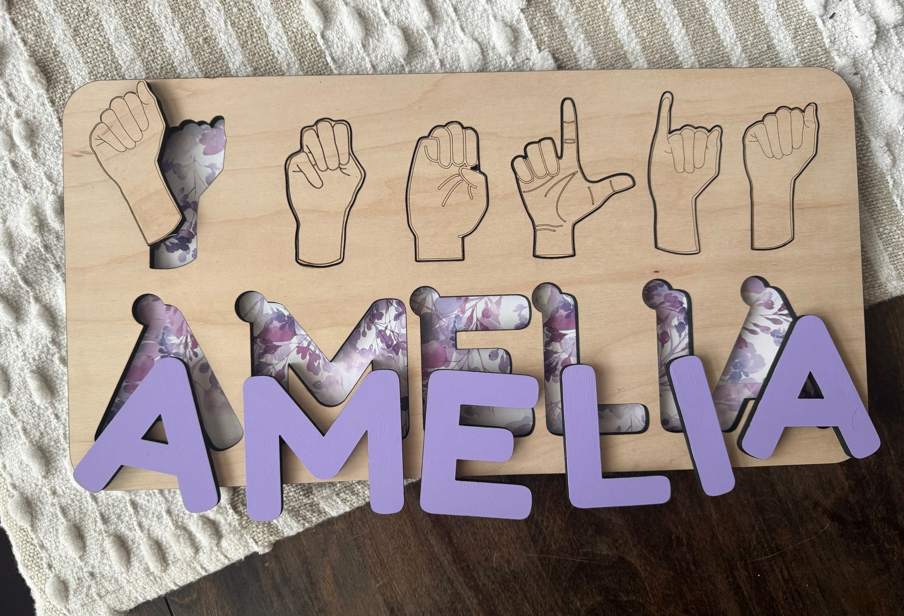 ASL Children's Puzzle Sign Language Puzzle Personalized Name Puzzle and ...