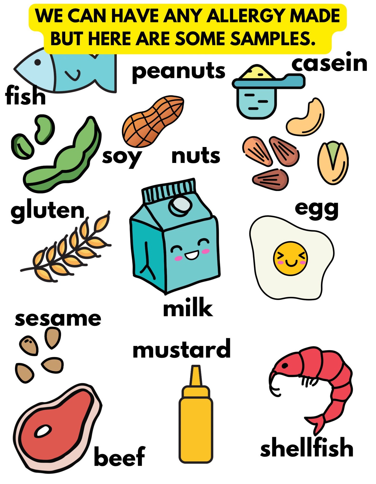 Custom Kids Allergy Graphic Tee, Food Allergies Shirt, Personalized ...