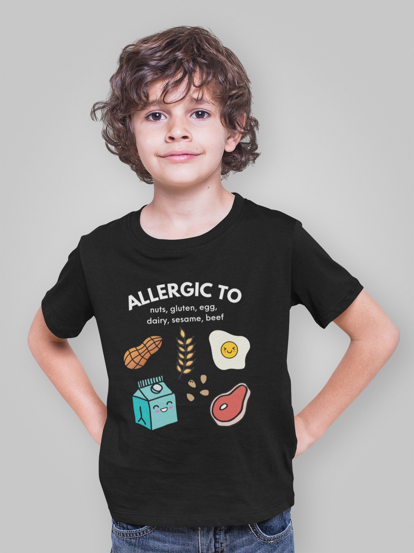 Custom Kids Allergy Graphic Tee, Food Allergies Shirt, Personalized ...