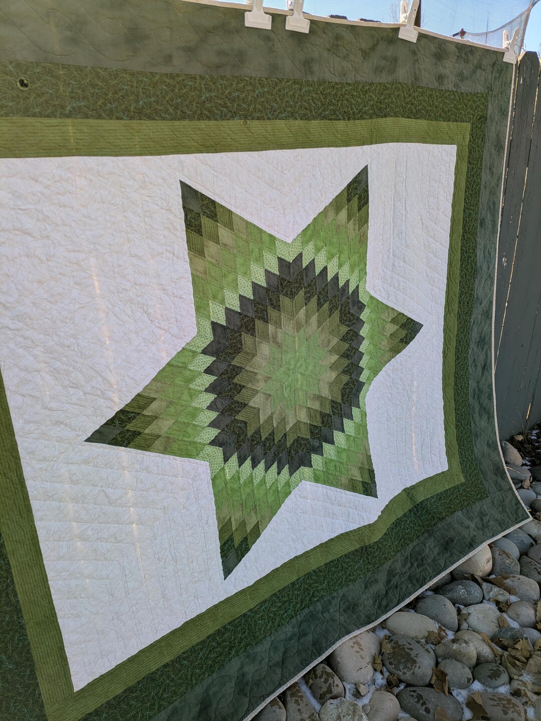 Green Six Pointed Creator Star Quilt 72" X 84" - Etsy