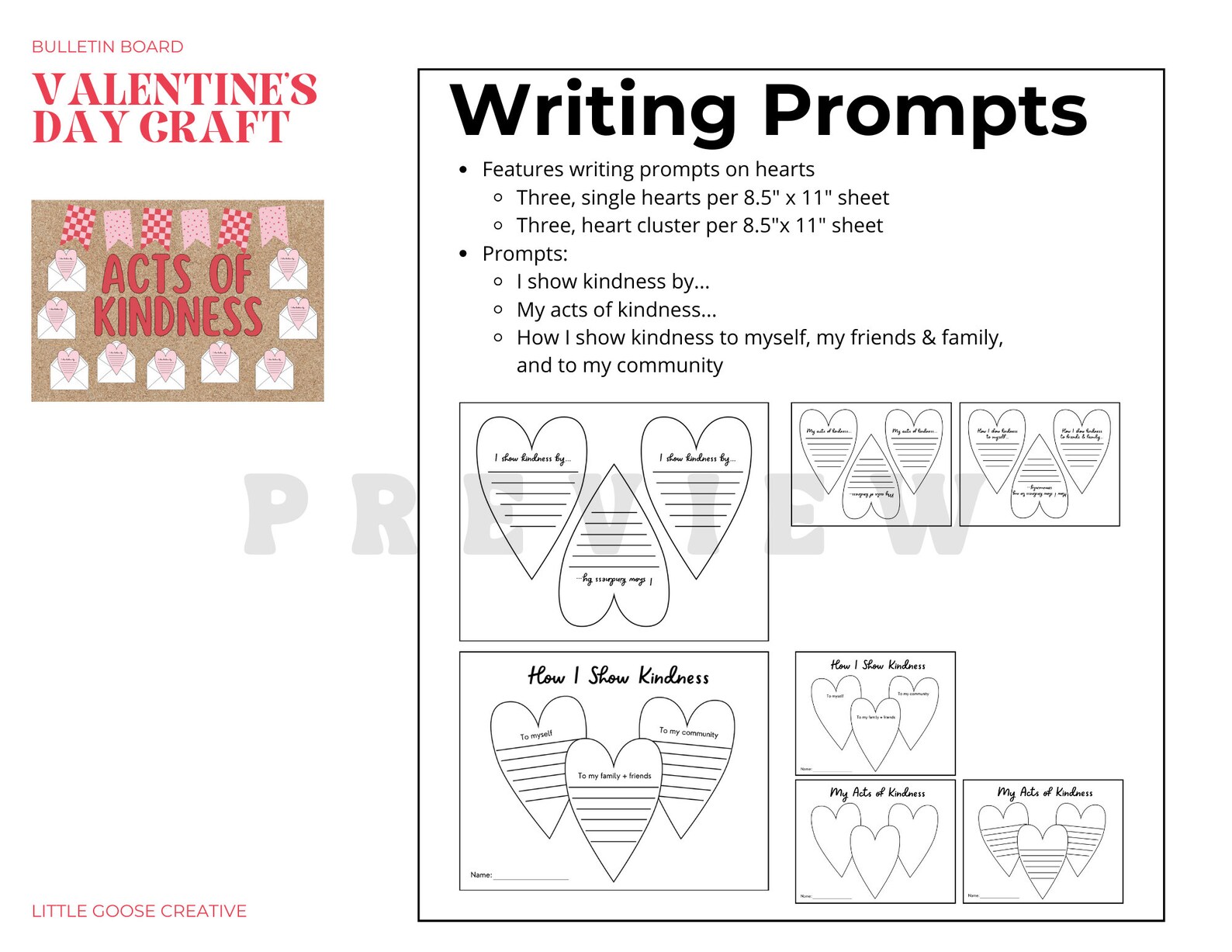 Valentine's Day Bulletin Board Kit Kindness Writing Activity February ...