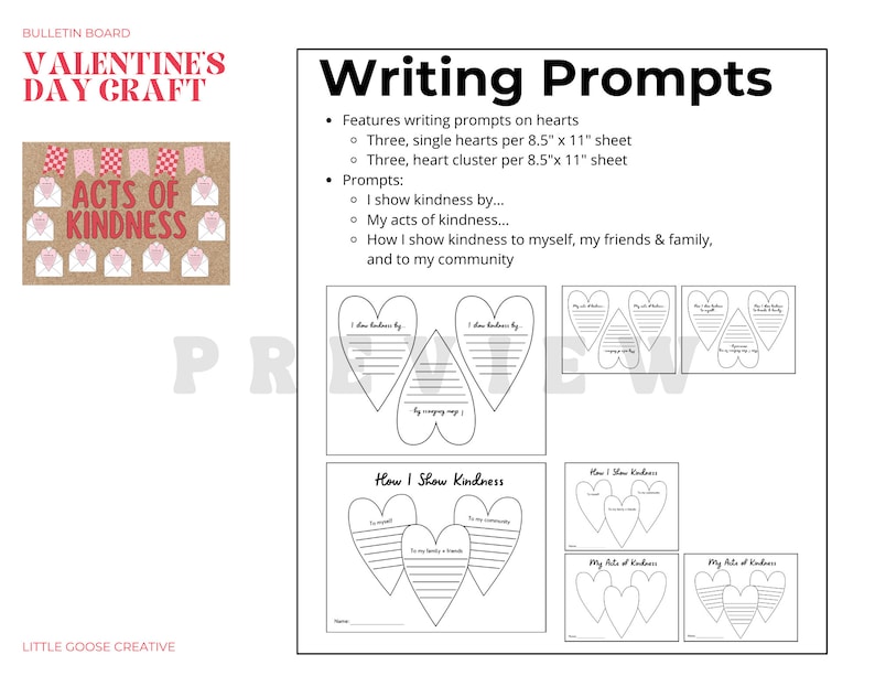 Valentine's Day Bulletin Board Kit Kindness Writing Activity February ...