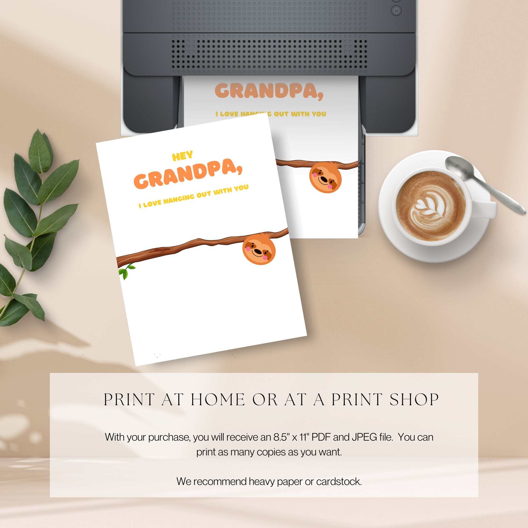 Sloth Handprint Printable for Grandpa Handprint Keepsake From Kid ...