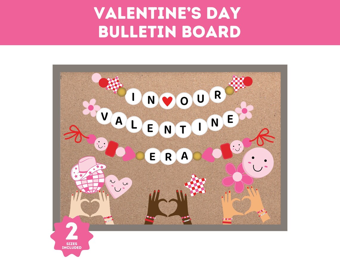 Valentine's Day Bulletin Board Kit in My Valentine Era Friendship Bead ...