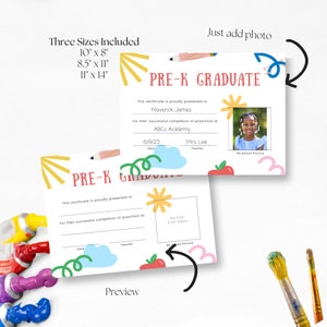Graduation Certificate for Preschool Template | School Picture Keepsake ...